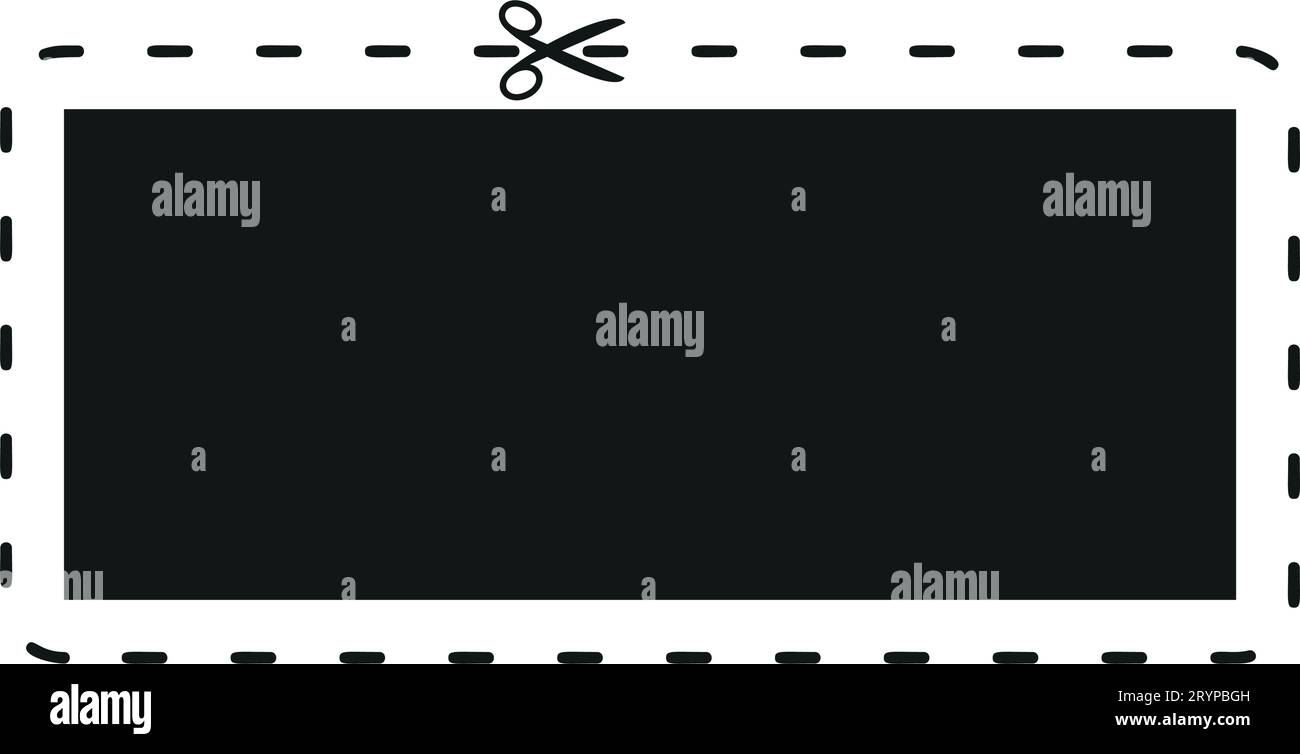 Cut line icon with scissor, cut here guidance, scissors and dash ...