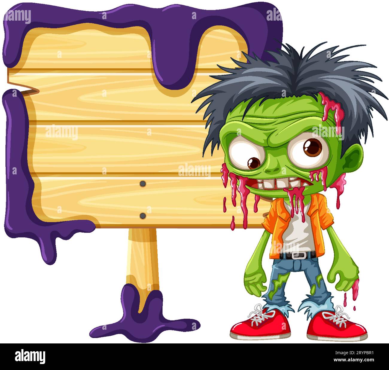 Vector illustration cartoon zombie wooden Stock Vector Images - Alamy