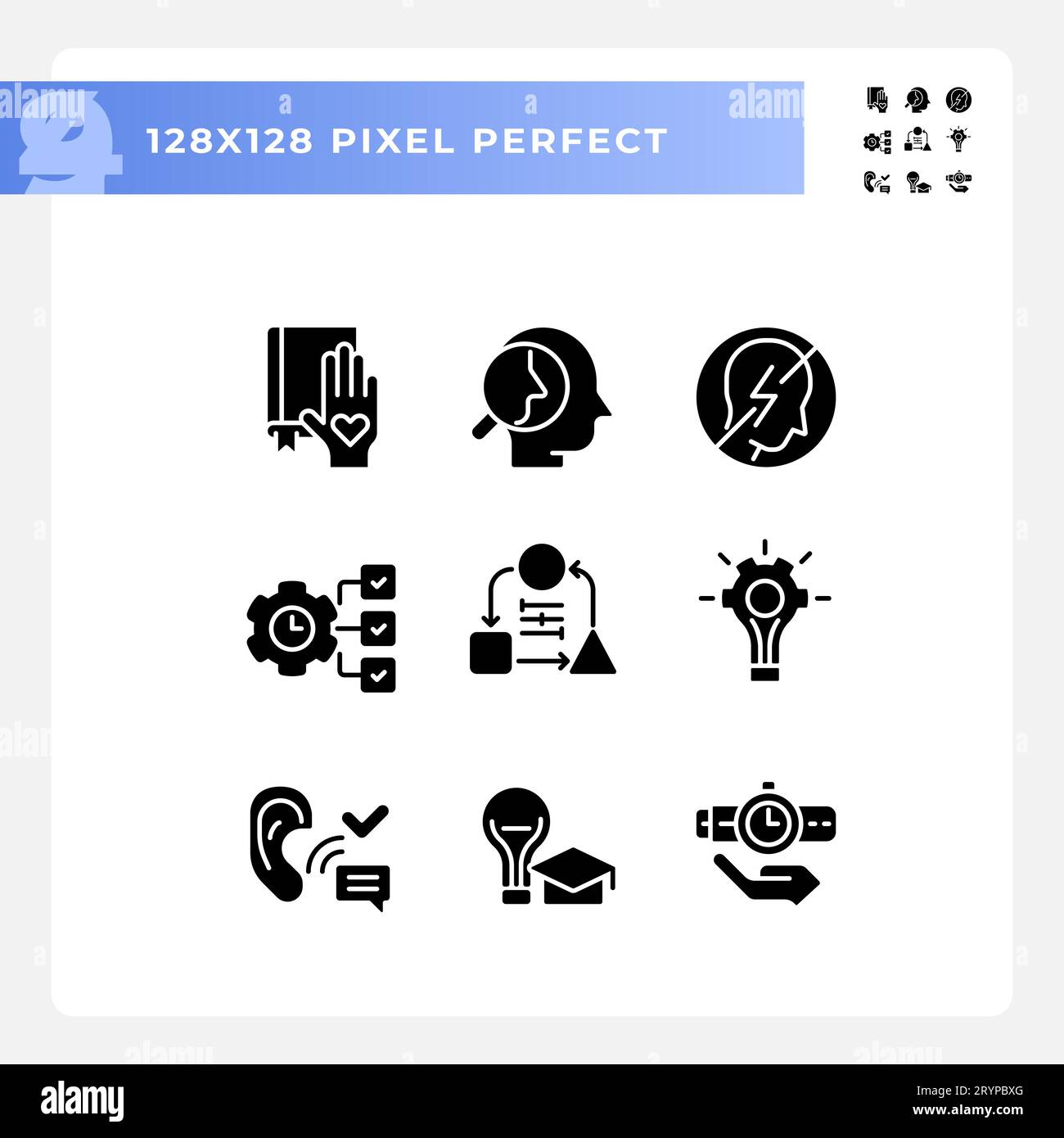 2D glyph style soft skills icons pack Stock Vector Image & Art - Alamy