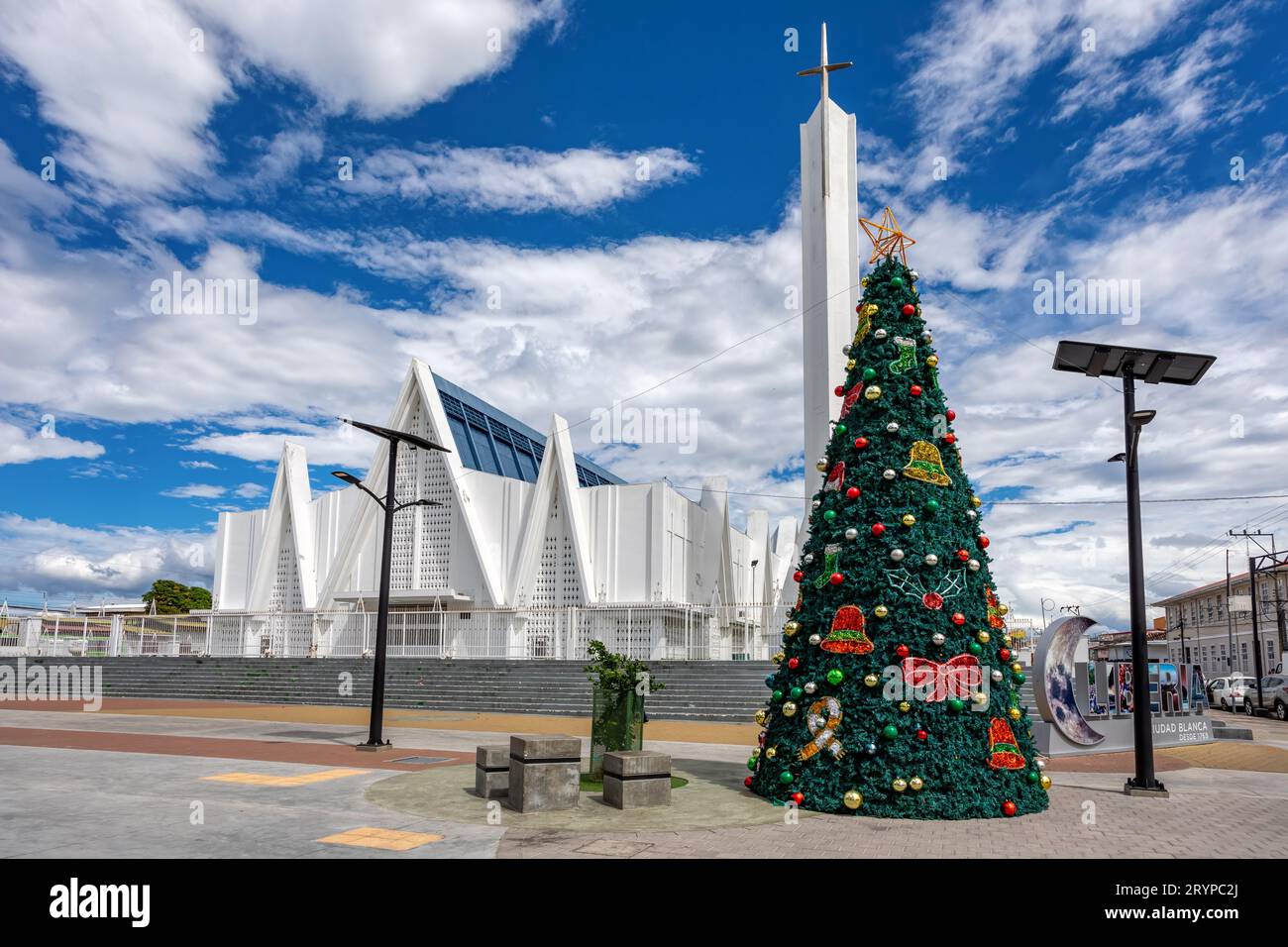 Christmas tree in front of Iglesia Inmaculada Concepcion de Maria in ...