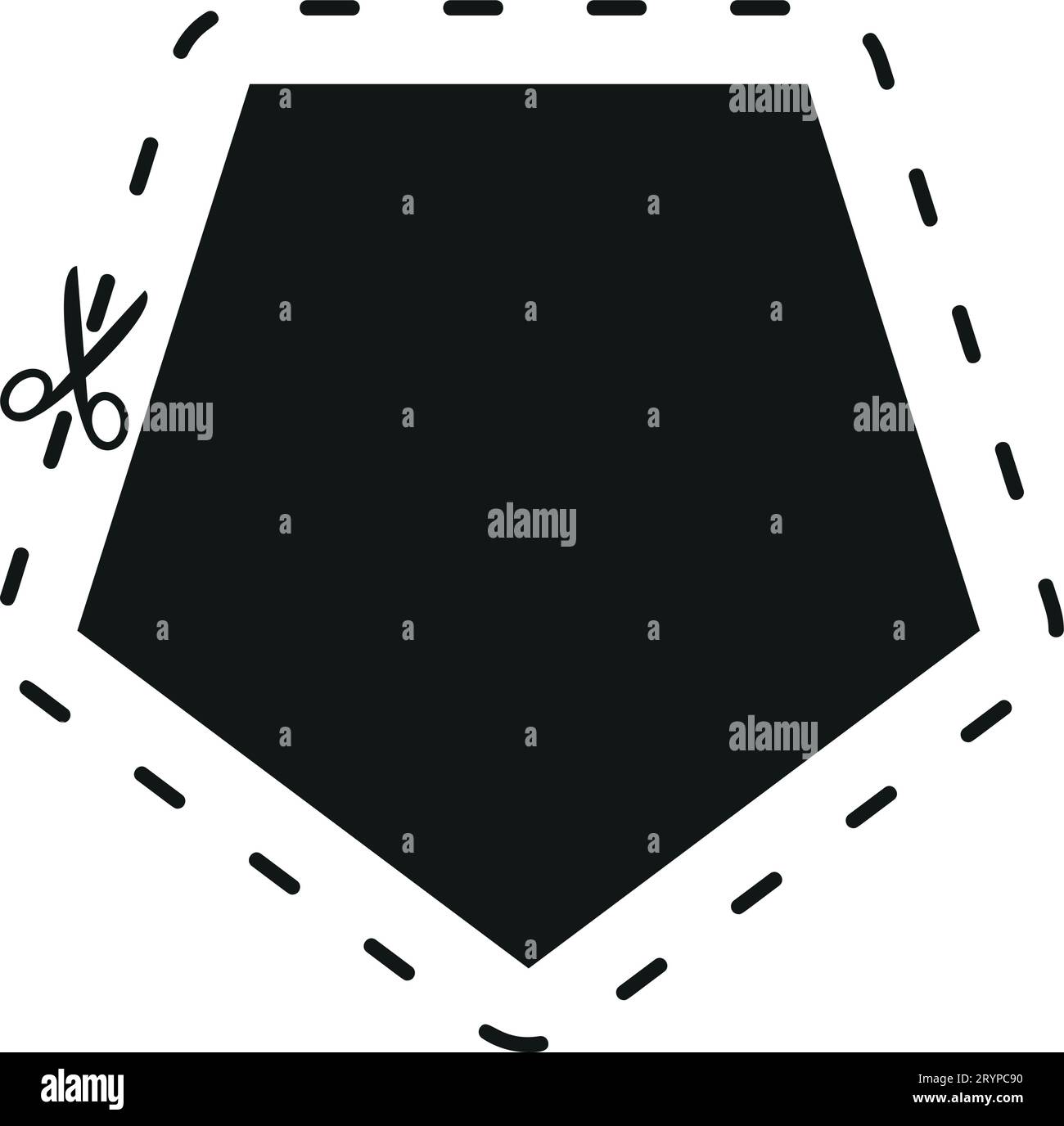 Cut line icon with scissor, cut here guidance, scissors and dash ...