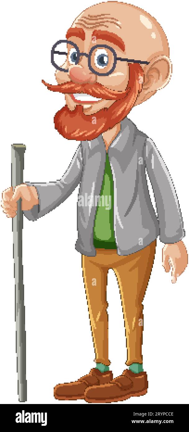 A bald man wearing glasses holding a stick Stock Vector Image & Art - Alamy
