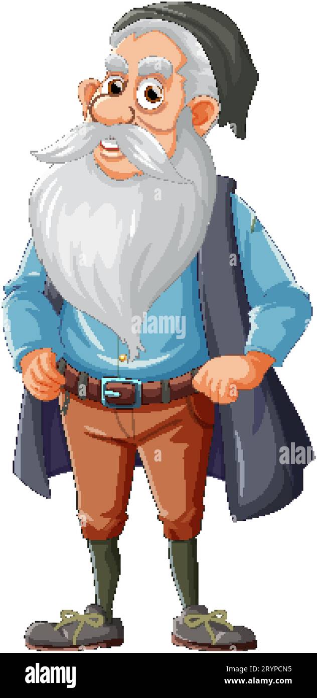 Old man cartoon character with long beard illustration Stock Vector ...