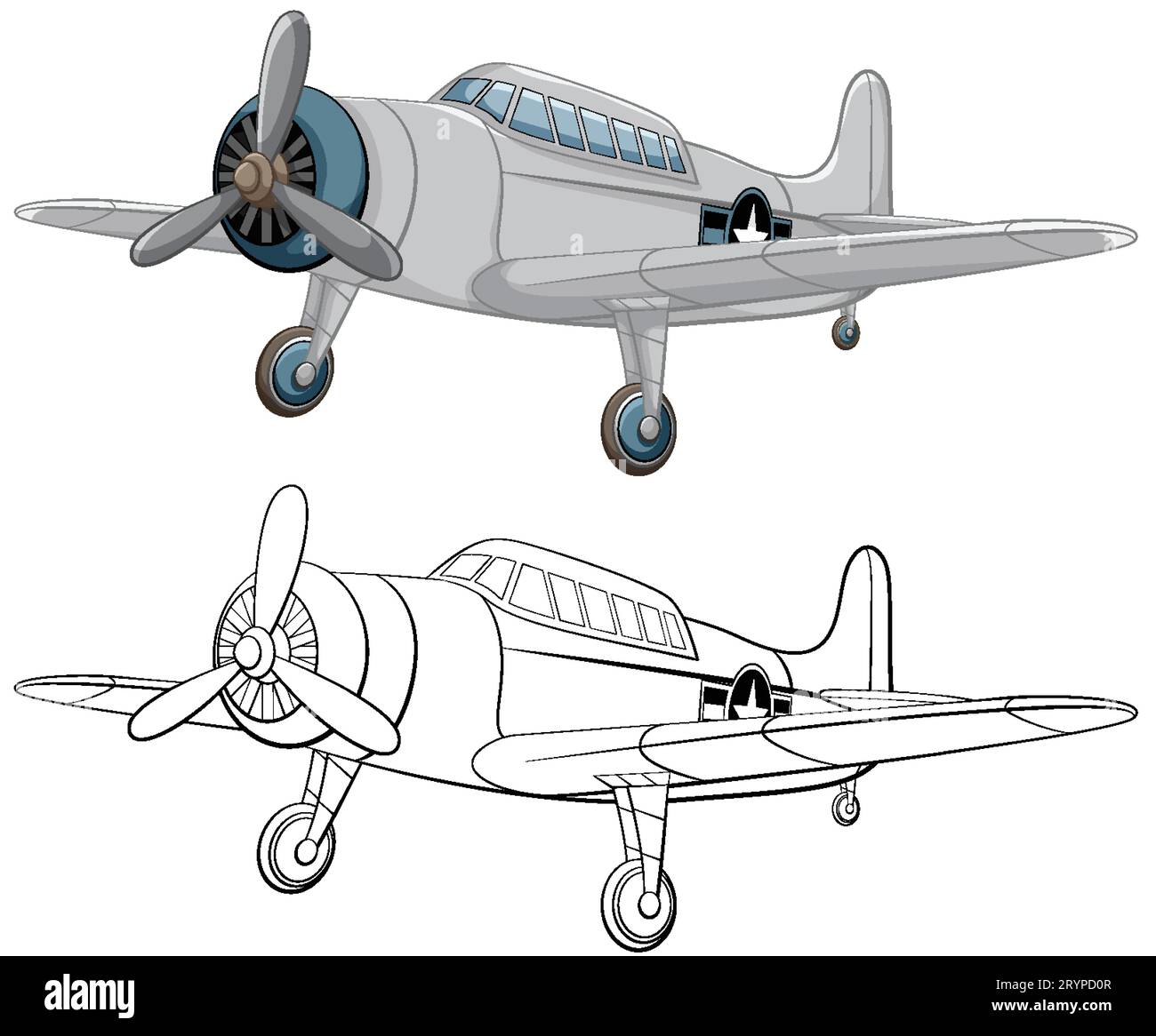 Isolated on white, this classic vintage aircraft outline is perfect for ...