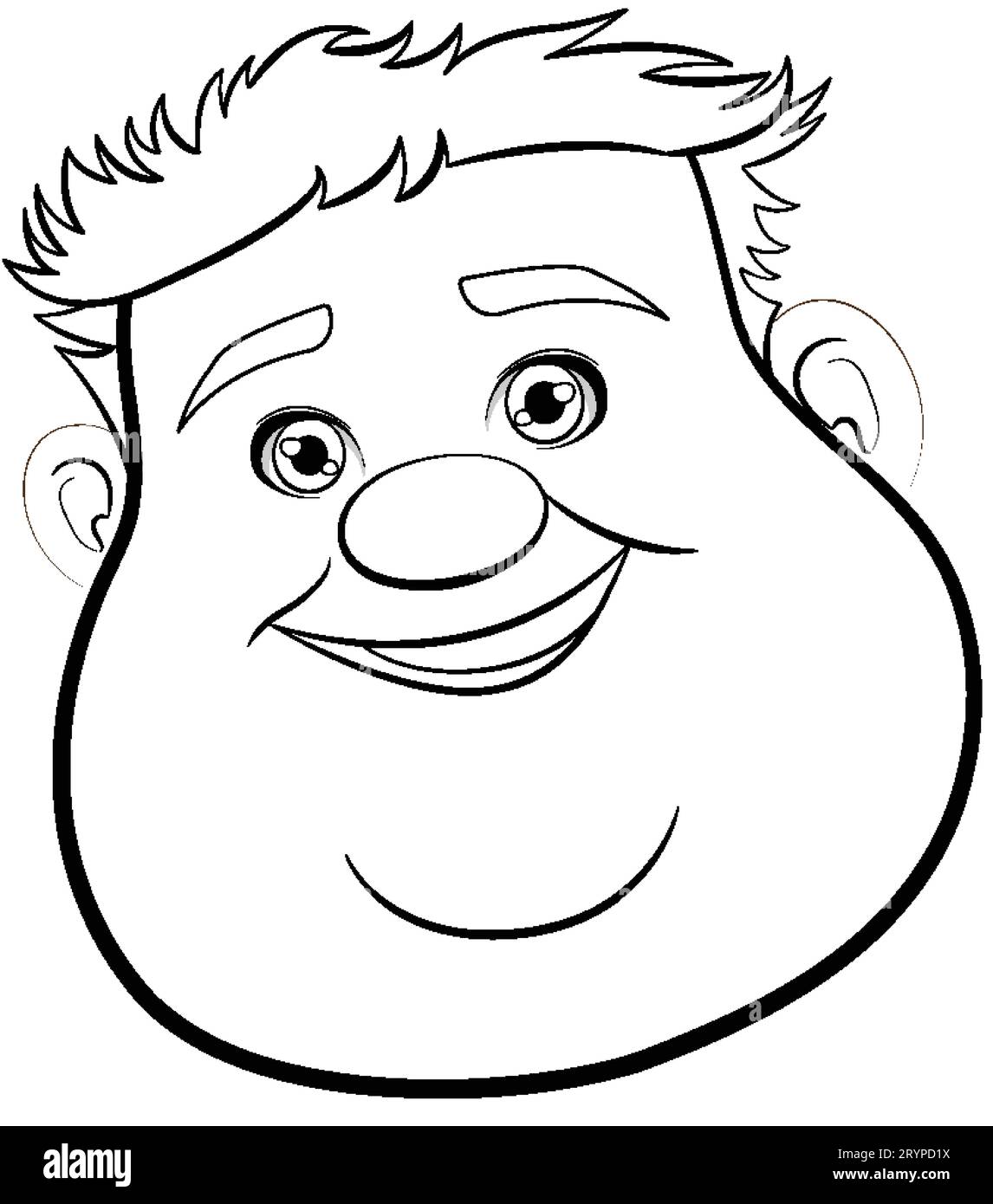 Vector cartoon illustration of a chubby man's face in an outline form ...