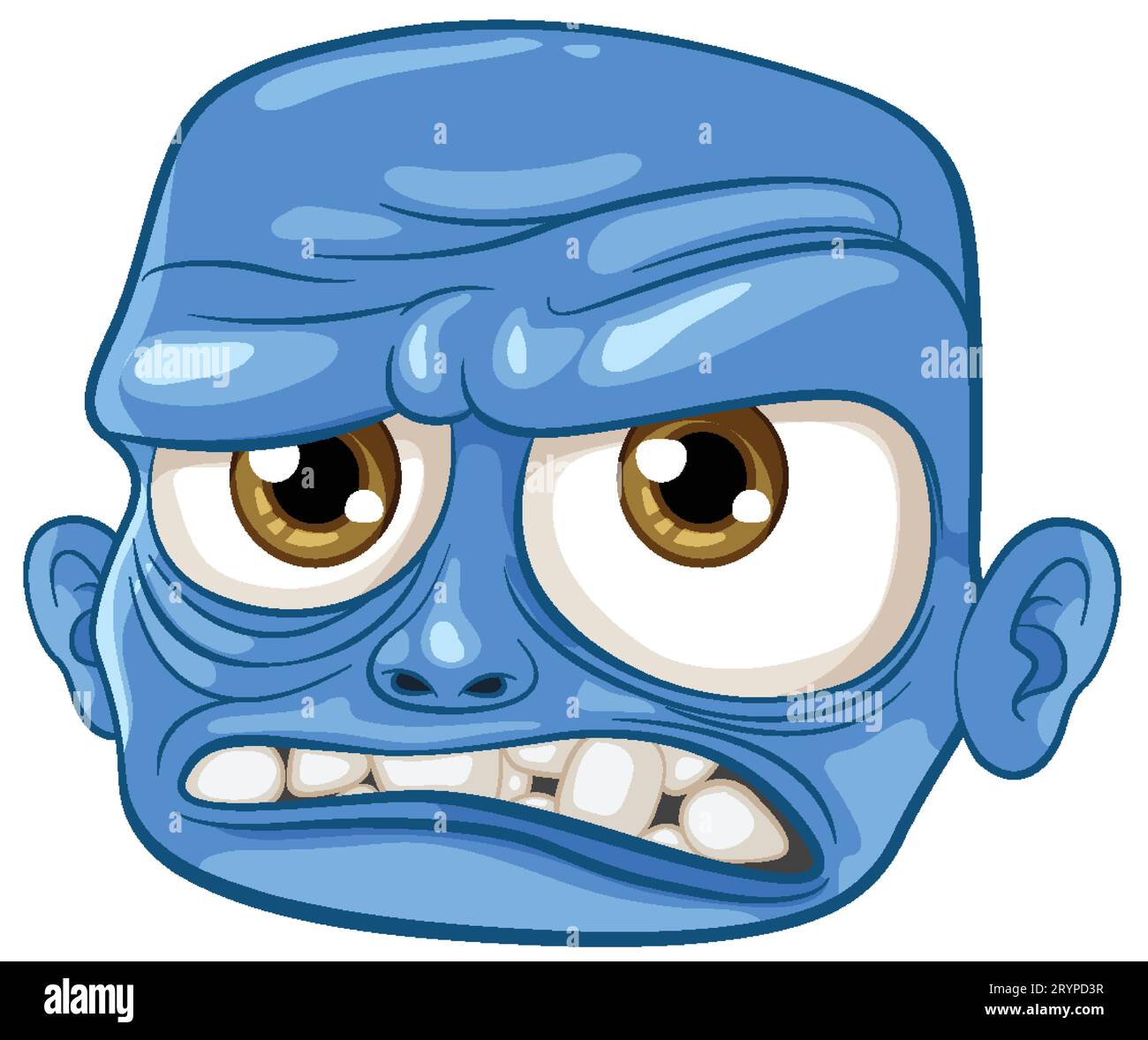 A vector cartoon illustration of an old, grumpy zombie man with a bald ...