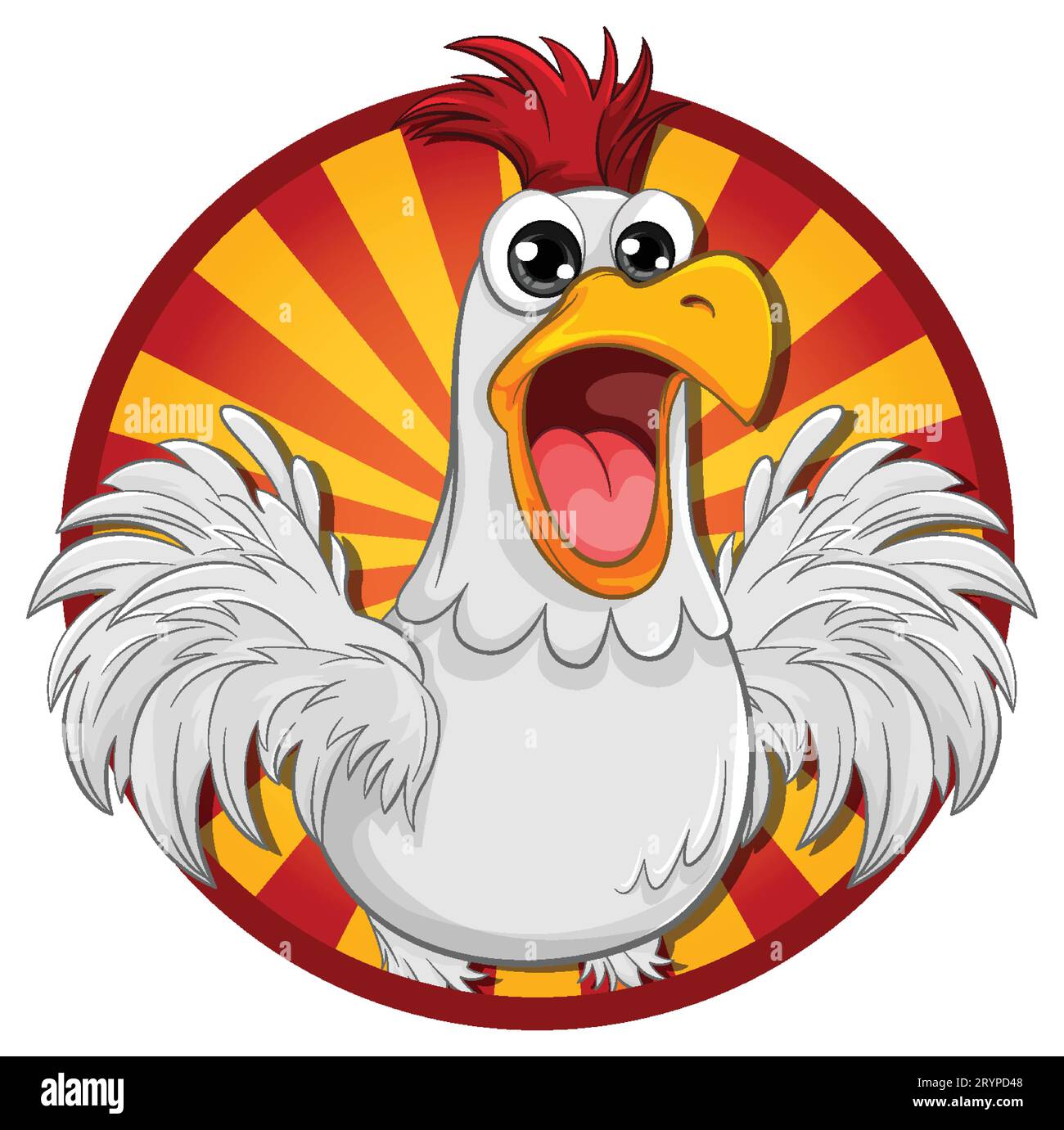 A cheerful vector illustration of a cartoon chicken in comic style ...