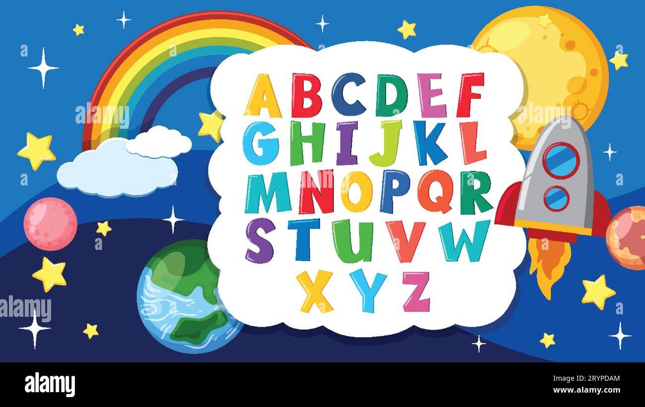 Explore the wonders of outer space while learning the alphabet Stock ...