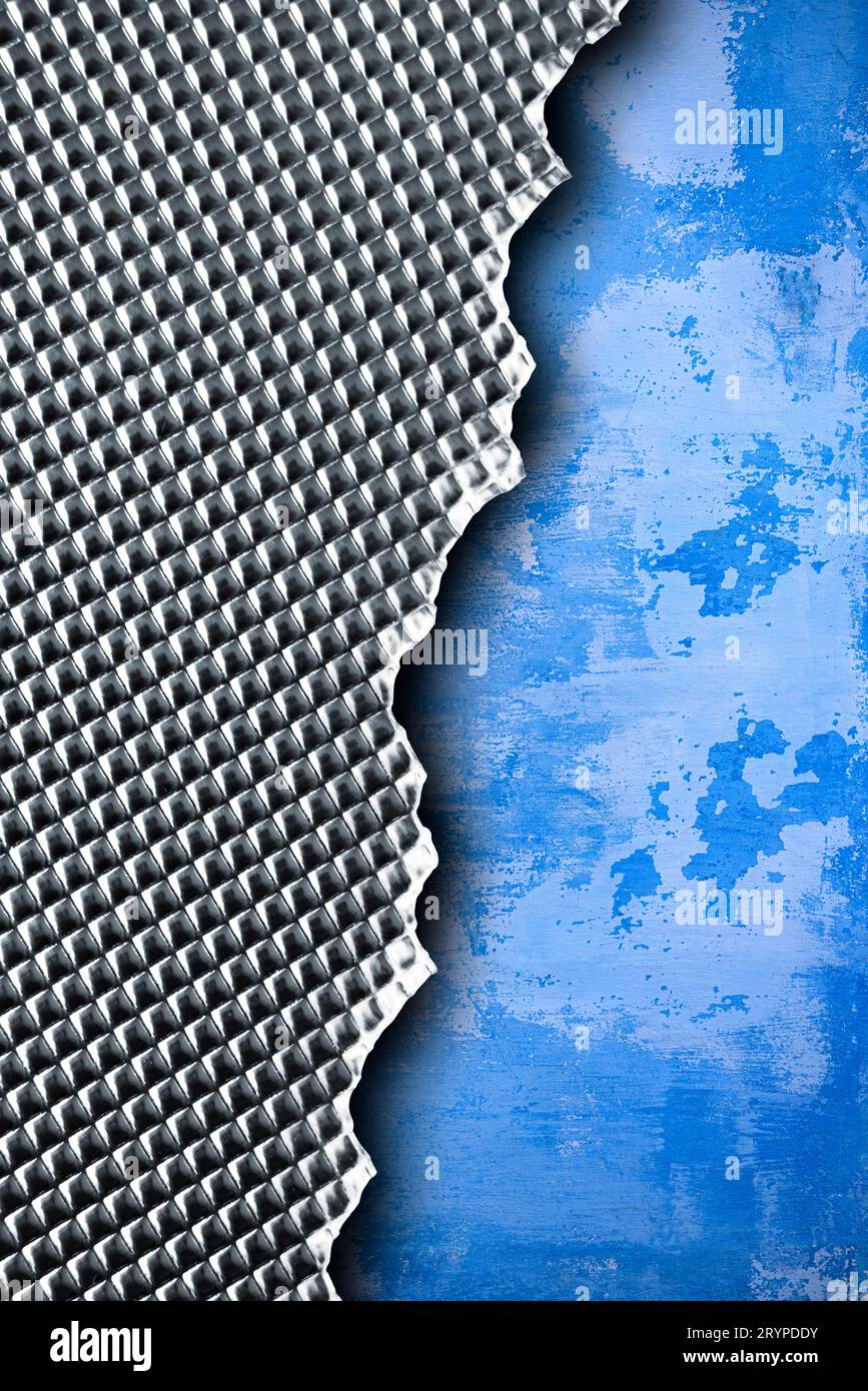Shiny metal torn away to reveal peeling paint Stock Photo - Alamy