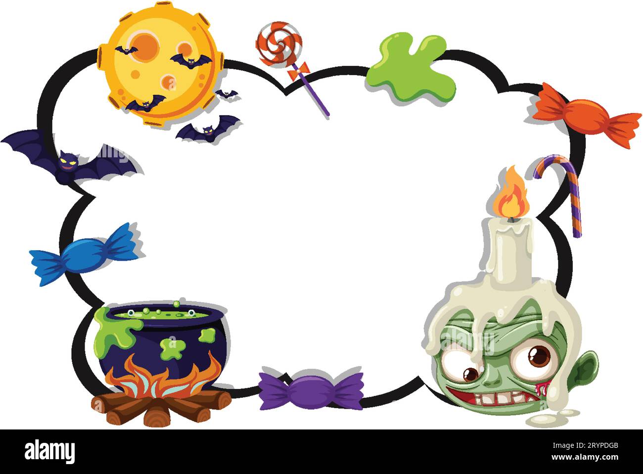 A vector cartoon illustration of a Halloween-themed game template with ...