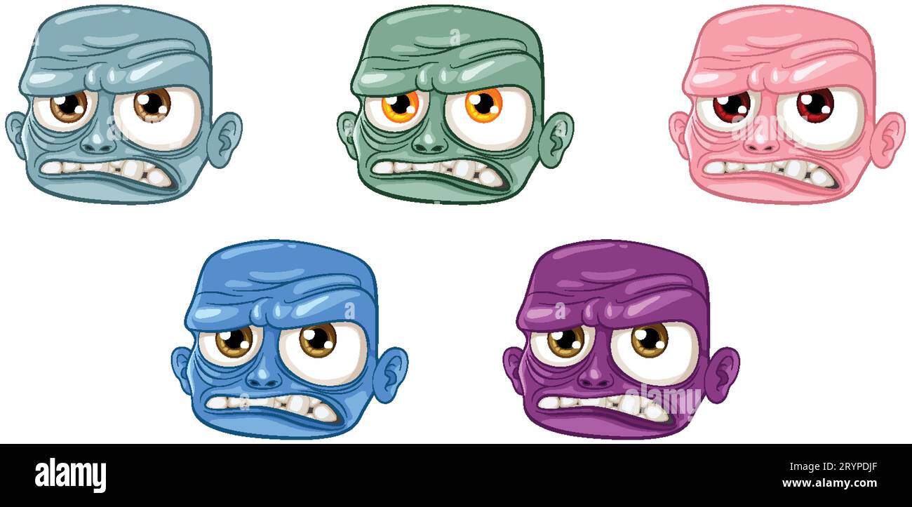 A vector cartoon illustration of an old, grumpy zombie man with a bald ...