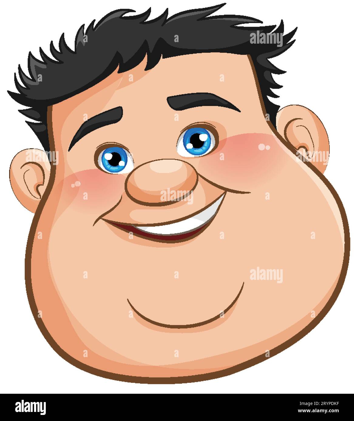 A cheerful cartoon of a chubby young man with a smiling face, isolated ...