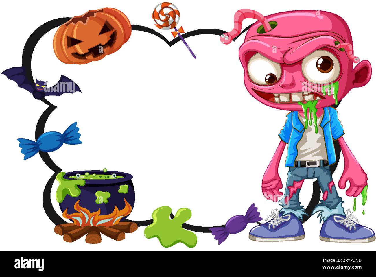 A spooky vector illustration featuring a zombie-themed border for ...