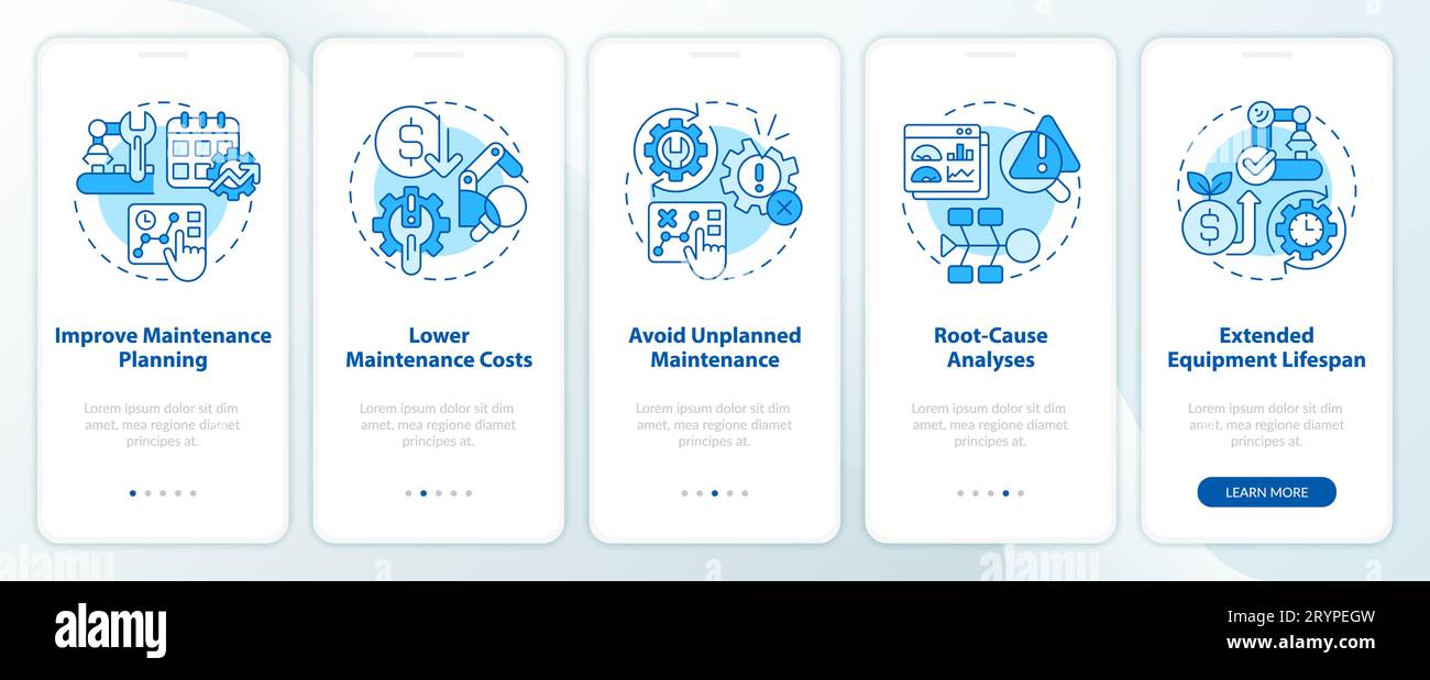 Walkthrough predictive maintenance with blue icons Stock Vector Image & Art - Alamy