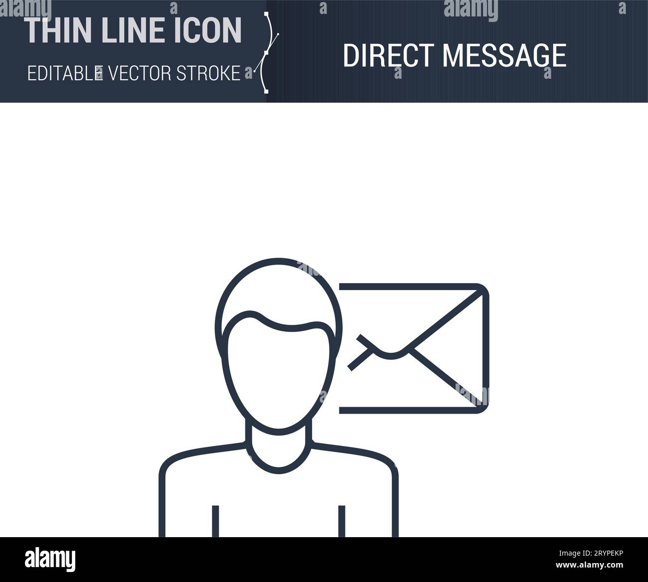 Symbol of Direct Message Thin Line Icon of Advertising Media. Stroke ...