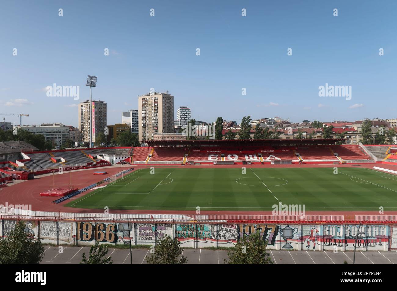 Novi Sad, Serbia 01.10.2023 Stadium of the football club Vojvodina ...