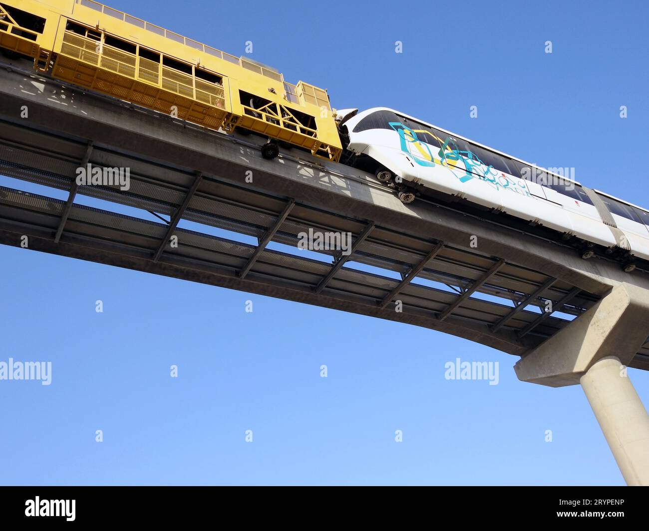 Cairo, Egypt, September 29 2023: installation of Egypt monorail vehicle ...