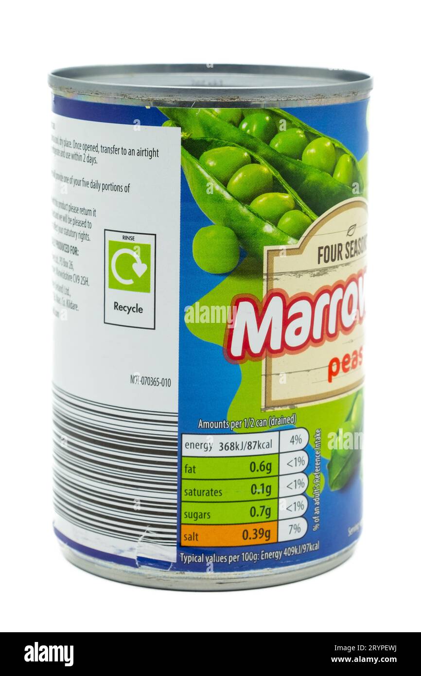 Irvine, Scotland, UK-July 21, 2023: Aldi branded Four Seasons Marrowfat ...