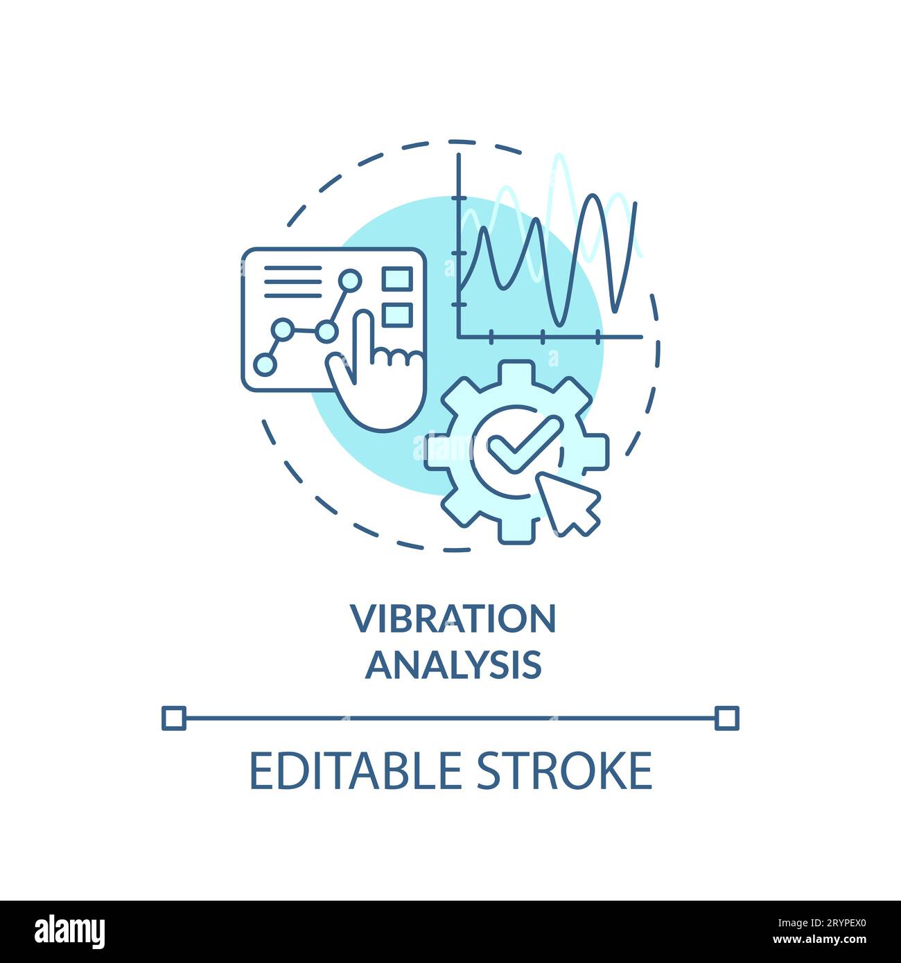 2d Blue Thin Linear Icon Vibration Analysis Concept Stock Vector Image