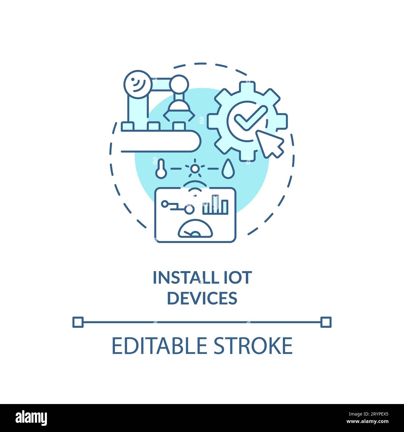 2D blue thin linear icon install IOT devices concept Stock Vector Image & Art - Alamy