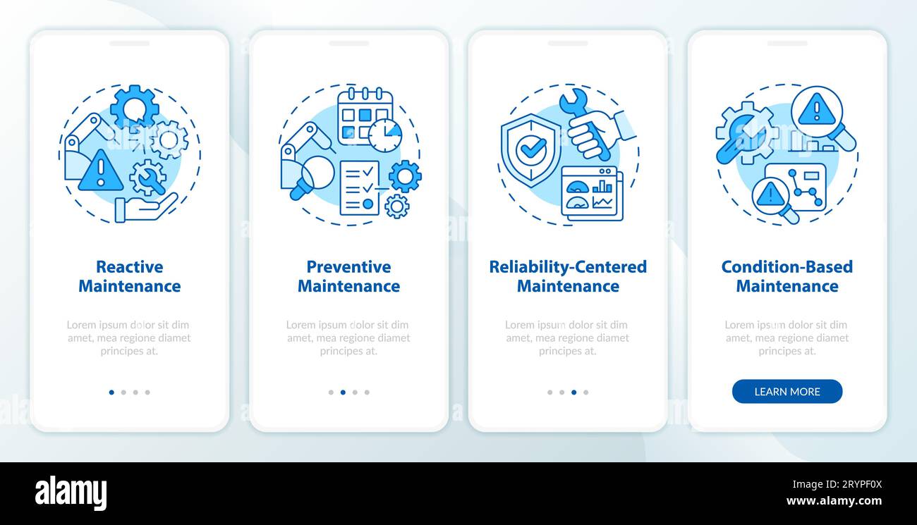 2D walkthrough predictive maintenance with blue icons Stock Vector Image & Art - Alamy