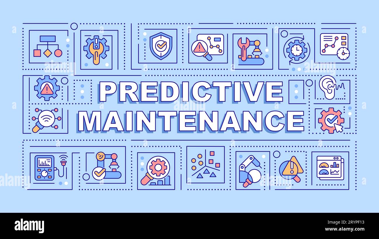 Predictive maintenance text with colorful thin line icons Stock Vector ...