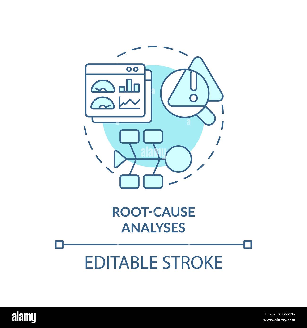 2D blue thin linear icon root cause analysis concept Stock Vector Image ...