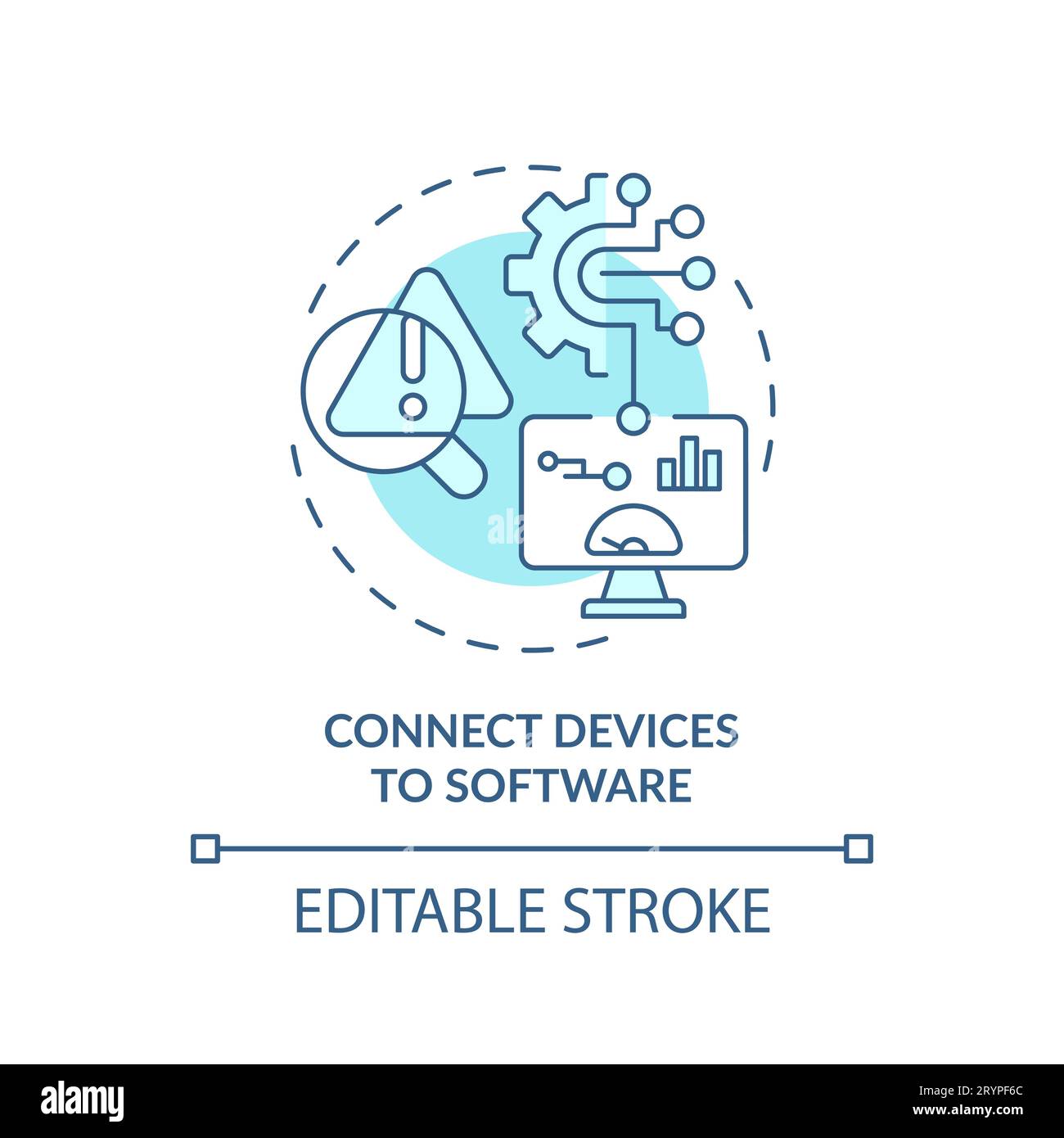 2D thin linear icon connect devices to software concept Stock Vector ...