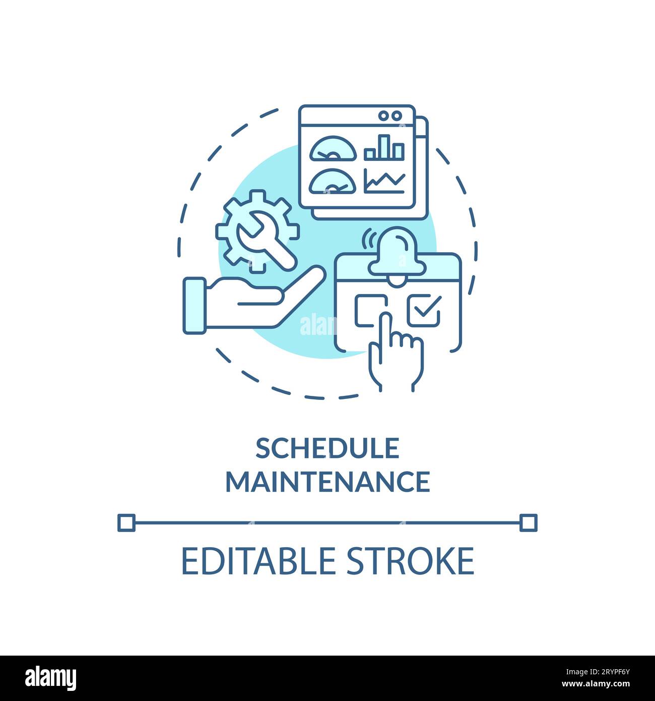 2D blue thin linear icon schedule maintenance concept Stock Vector ...