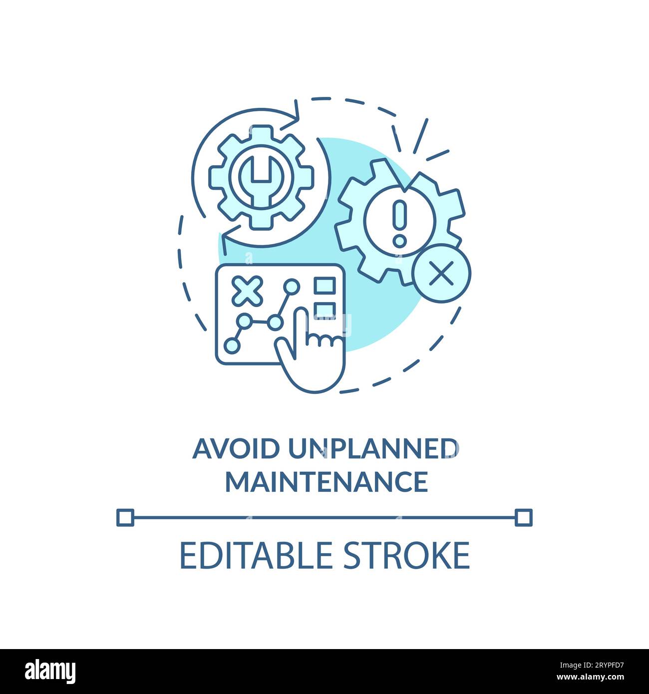 2d Thin Linear Icon Avoid Unplanned Maintenance Concept Stock Vector