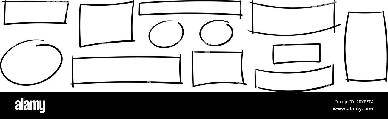 Rectangle borderline. square shape outline on hand drawing style. Flat ...