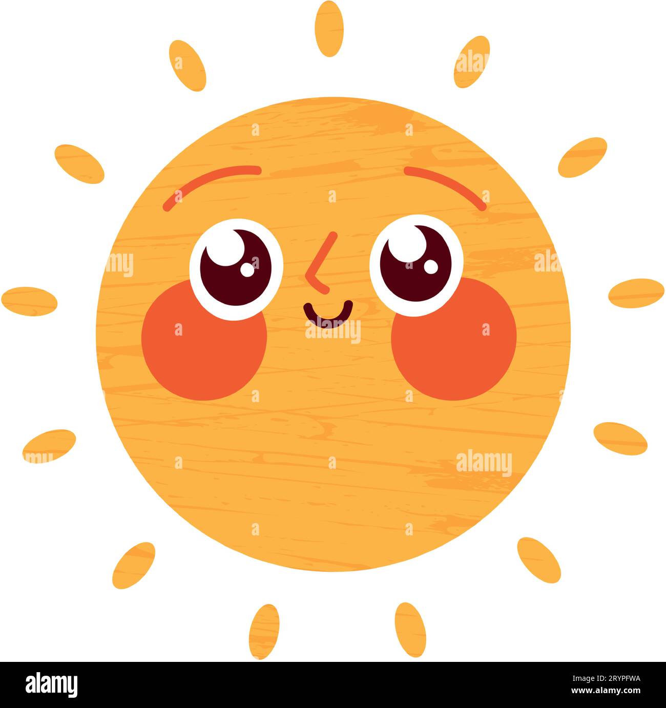 Sun character in cute style, face with a sticker. Sunshine with a smile ...