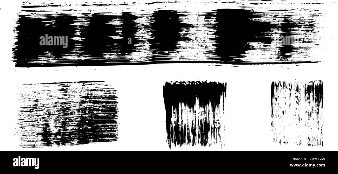 Rough grunge paintbrush strokes and smears with roller swoosh. Black ...