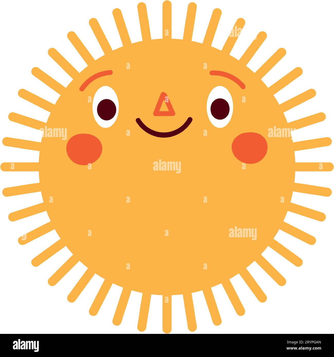 Sun character in cute style, face with a sticker. Sunshine with a smile ...