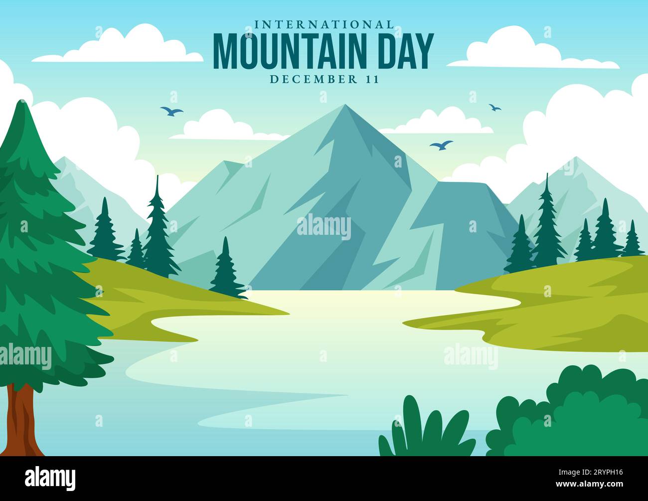 International Mountain Day Vector Illustration on December 11 with ...