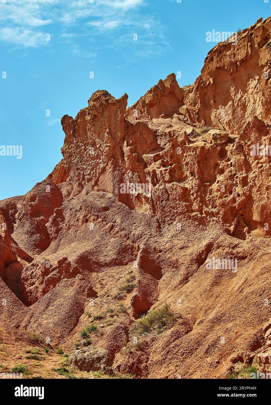 Fairy Tale Canyon, rock formations on the Issyk-Kul lake. Kyrgyzstan ...