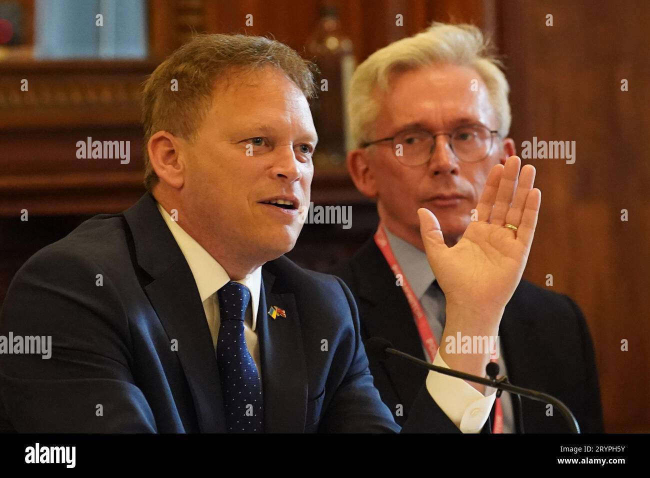 Defence Secretary Grant Shapps (left) and Professor Malcolm Chalmers, Deputy Director-General of ...