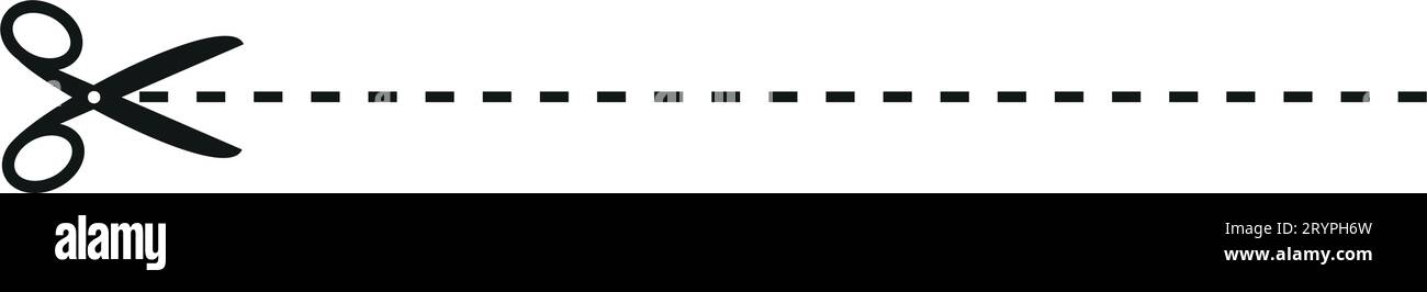 Cut line icon with scissor, cut here guidance, scissors and dash ...