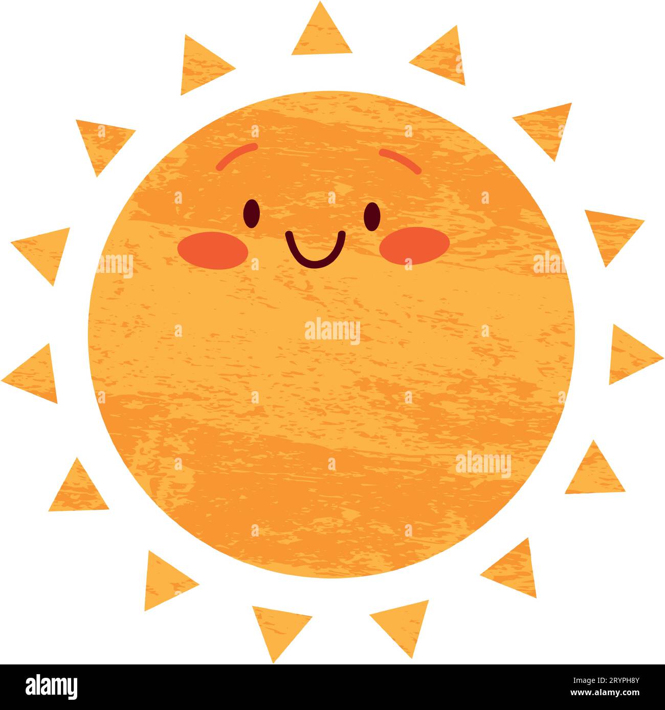 Sun character in cute style, face with a sticker. Sunshine with a smile ...