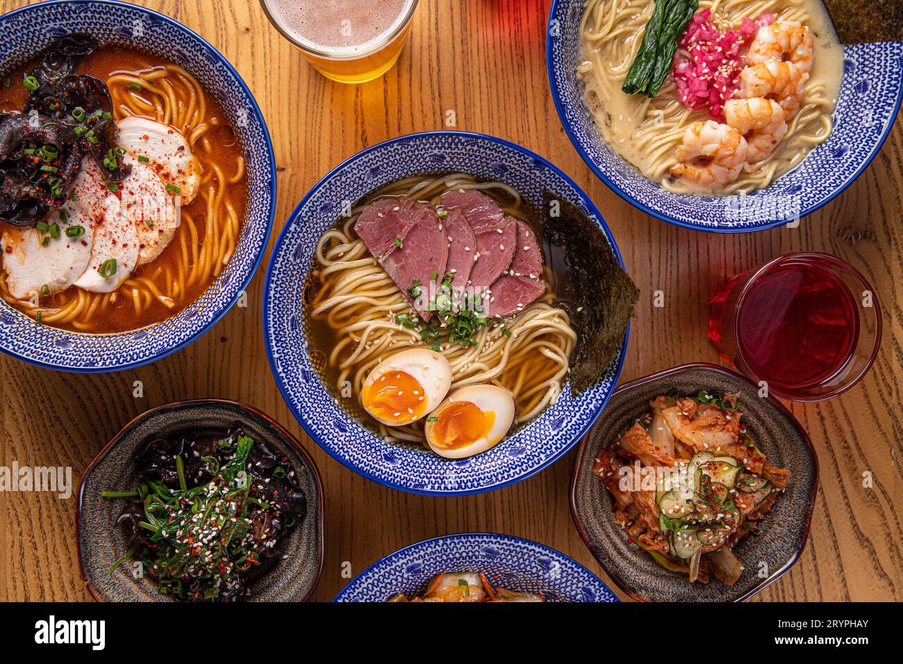 Assorted ramen noodle soup set Stock Photo - Alamy