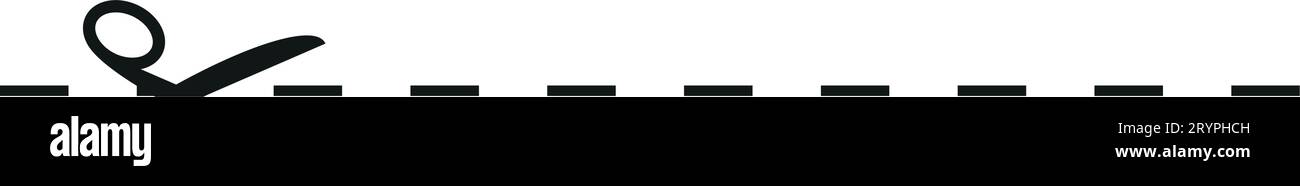 Cut line icon with scissor, cut here guidance, scissors and dash ...