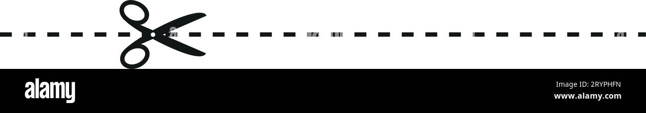 Cut line icon with scissor, cut here guidance, scissors and dash ...