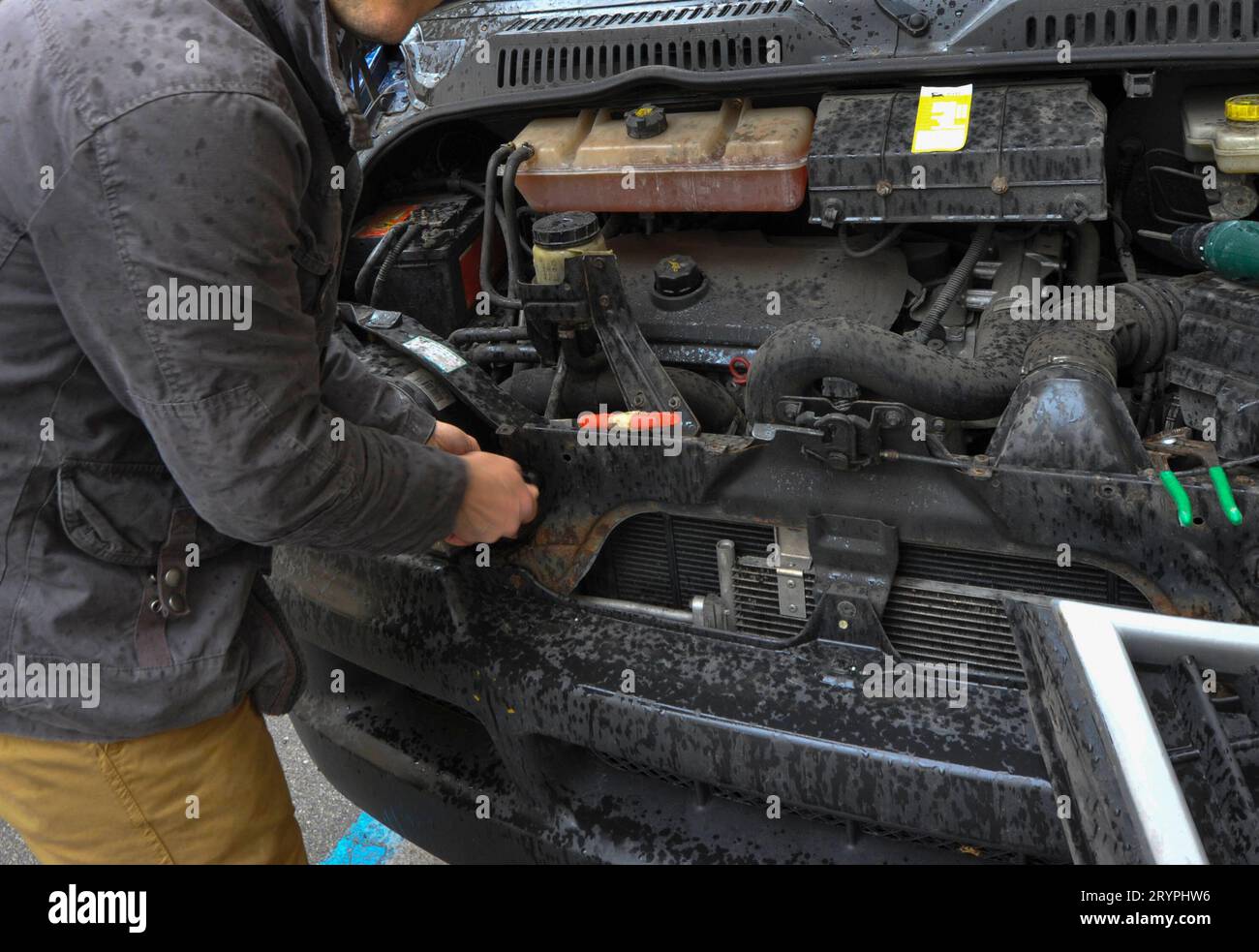 Car Repair After A Breakdown, Fixing Broken Parts Of An Automobile Car ...