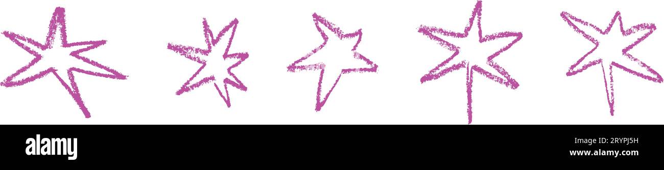Shape elements, abstract. Graphic pink stars among scribble doodles ...