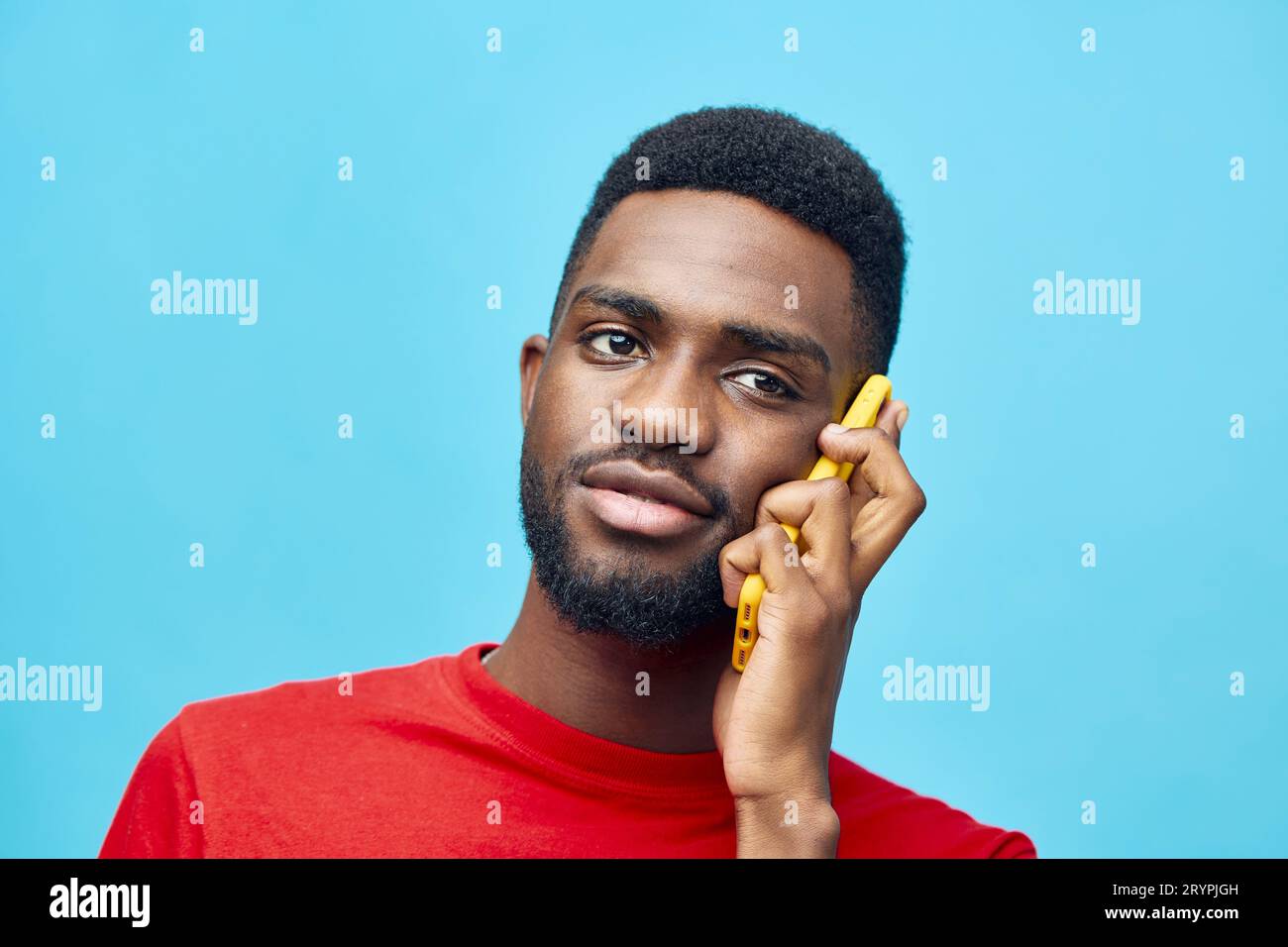 man technology black background phone mobile african happy red typing ...