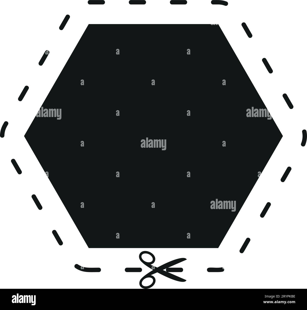 Cut line icon with scissor, cut here guidance, scissors and dash ...