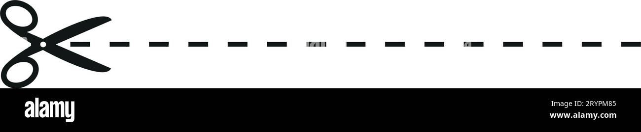 Cut line icon with scissor, cut here guidance, scissors and dash ...