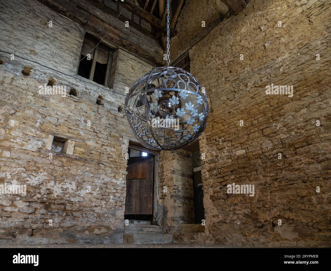 Scrap Sphere, a welded steel hanging artwork by Dave Pearson on display ...