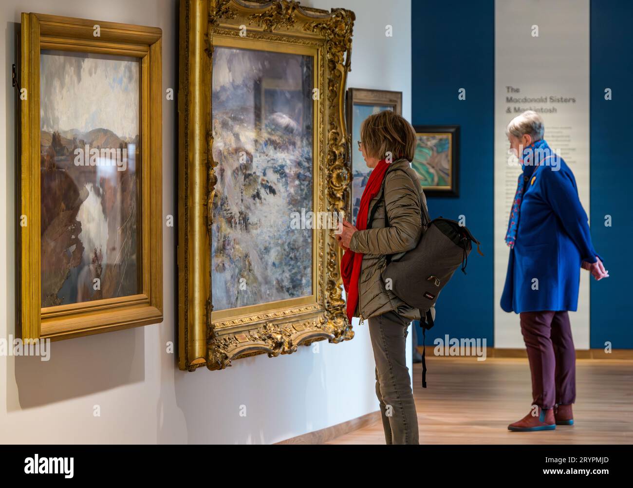 Visitors looking at paintings at National Galleries of Scotland newly ...