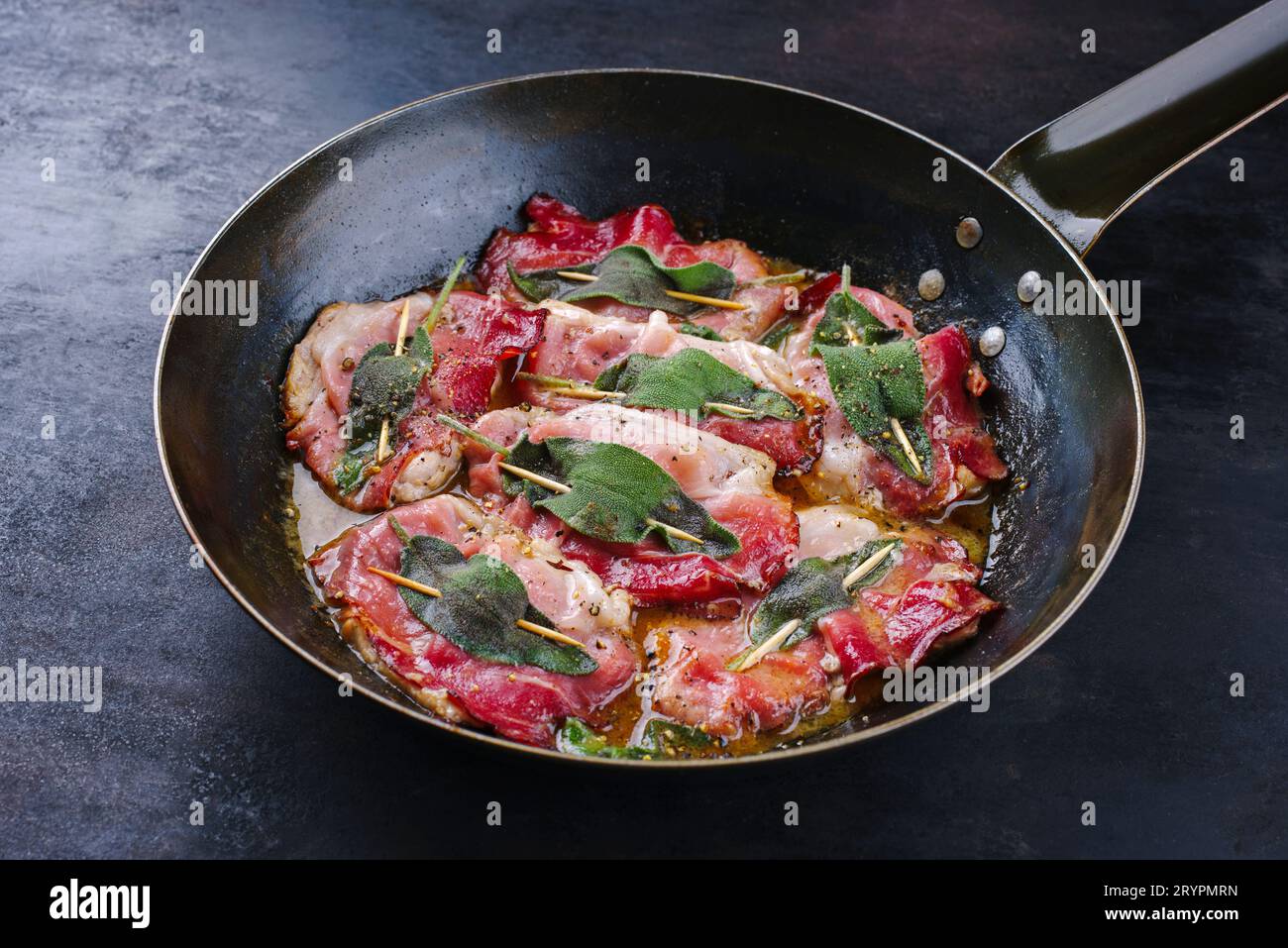 Traditional Italian fried pork saltimbocca alla Romana with Parma ham ...